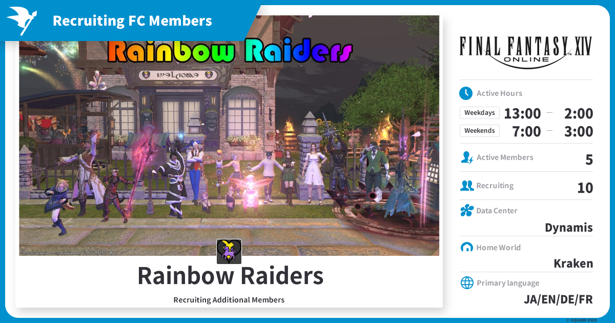 Recruiting Rainbow Raiders Members (Community Finder) | FINAL FANTASY ...