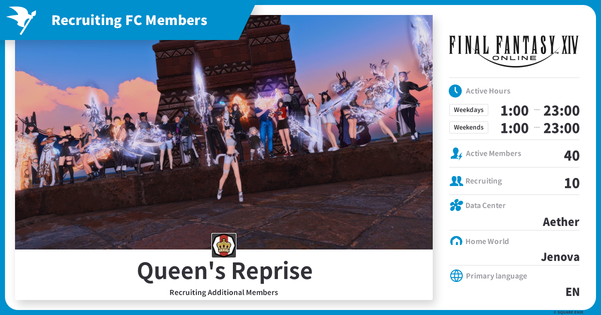 Recruiting Queen's Reprise Members (Community Finder) | FINAL FANTASY ...