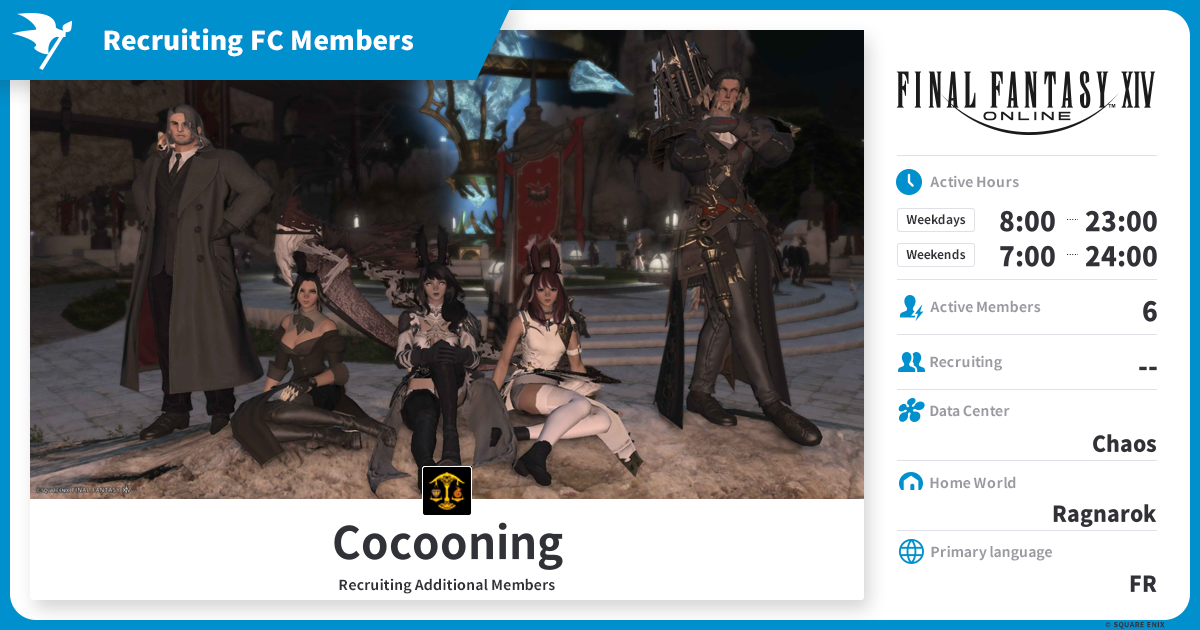 Recruiting Cocooning Members (Community Finder) | FINAL FANTASY XIV ...