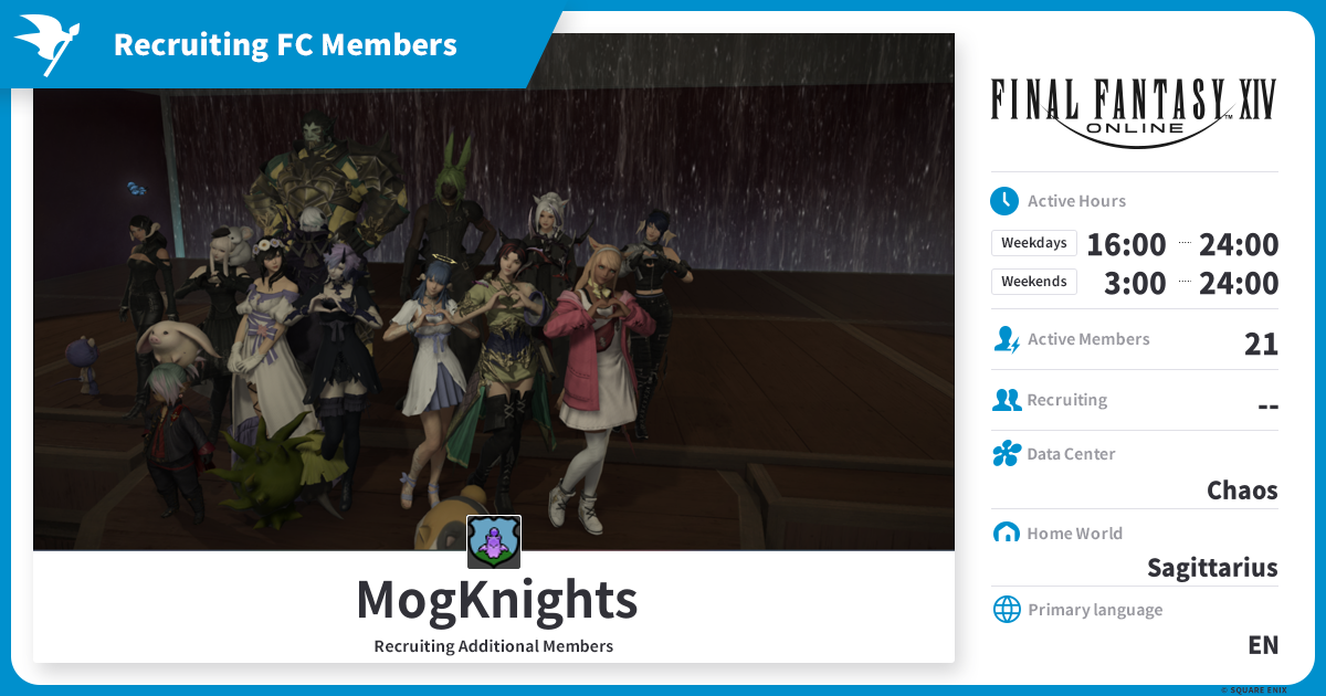 Recruiting MogKnights Members (Community Finder) | FINAL FANTASY XIV ...