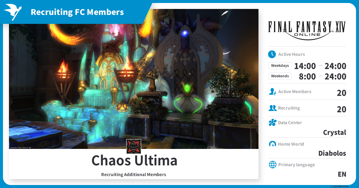 Recruiting Chaos Ultima Members (Community Finder) | FINAL FANTASY XIV ...