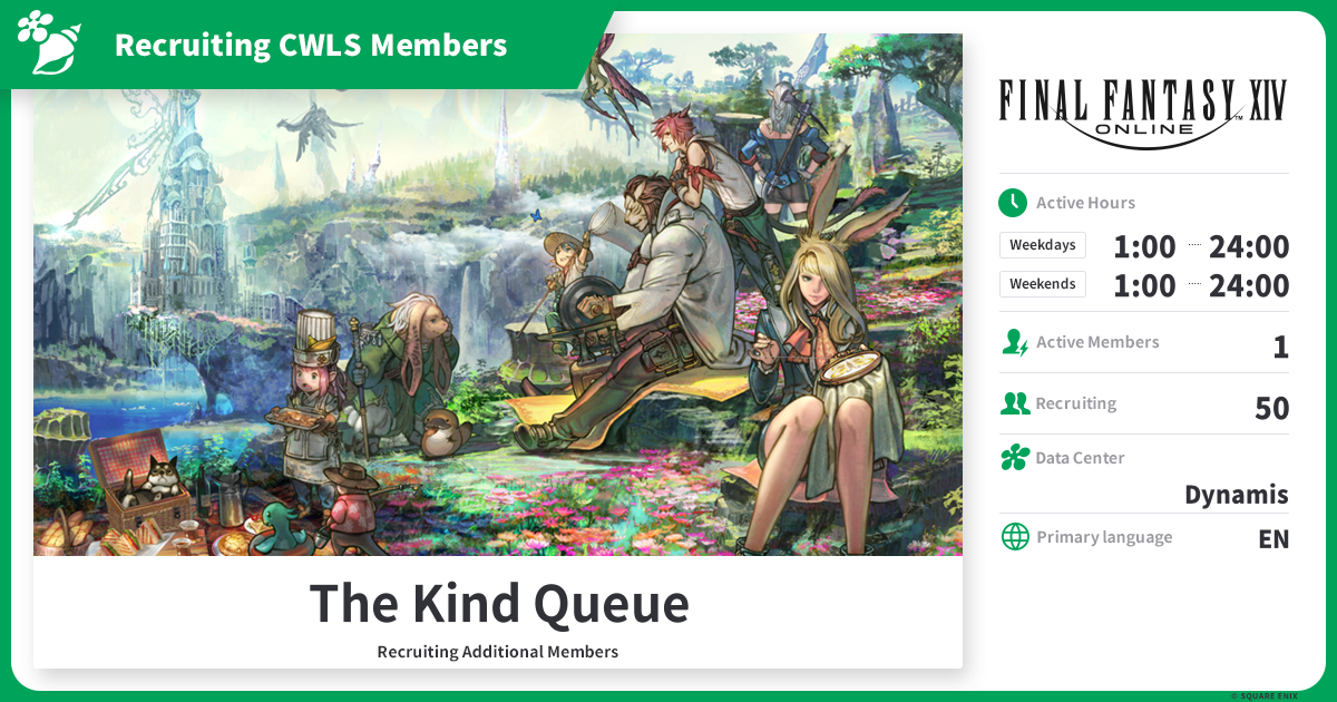 Recruiting The Kind Queue Members (Community Finder) | FINAL FANTASY ...