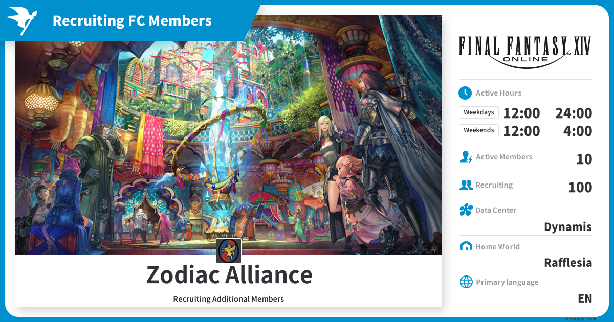 Recruiting Zodiac Alliance Members (Community Finder) | FINAL FANTASY XIV, The Lodestone