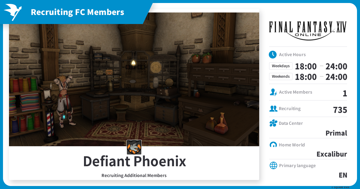 Recruiting Defiant Phoenix Members (Community Finder) | FINAL FANTASY XIV, The Lodestone
