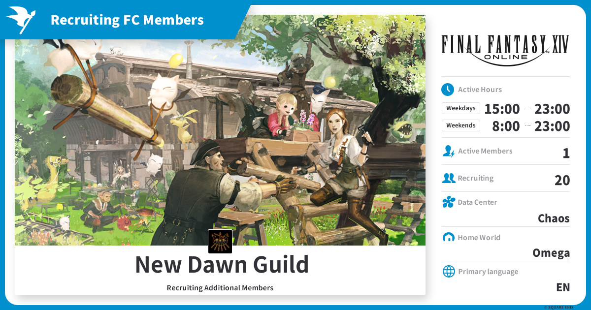 Recruiting New Dawn Guild Members (Community Finder) | FINAL FANTASY ...