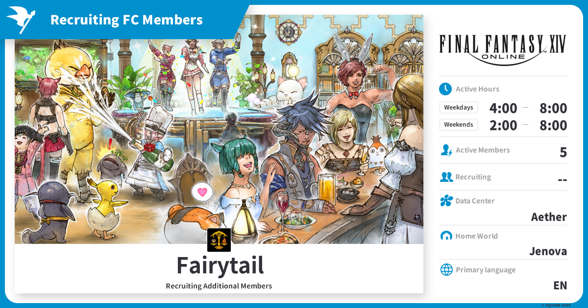Recruiting Fairytail Members (Community Finder) | FINAL FANTASY XIV ...