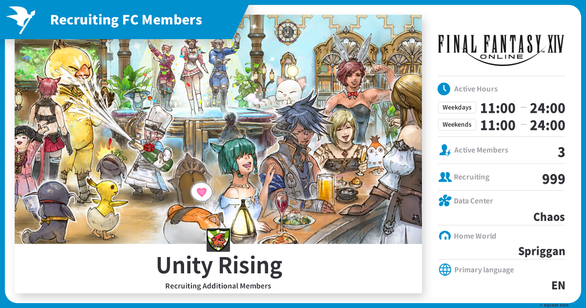 Recruiting Unity Rising Members (Community Finder) | FINAL FANTASY XIV, The Lodestone