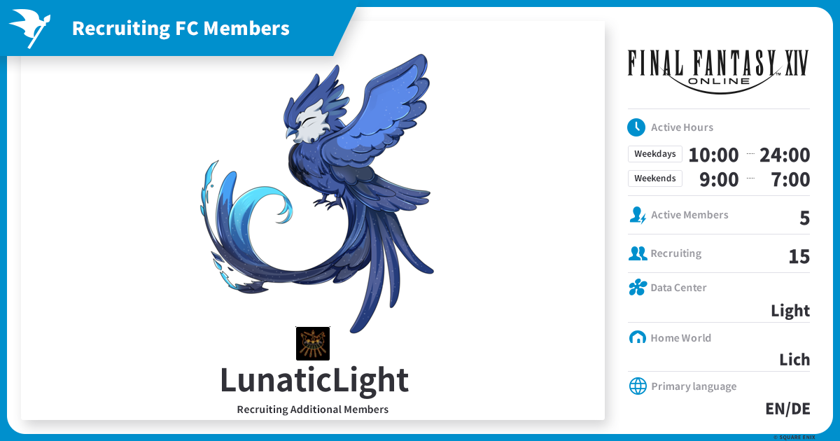 Recruiting LunaticLight Members (Community Finder) | FINAL FANTASY XIV ...