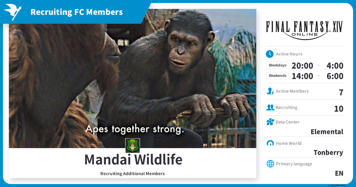 Recruiting Mandai Wildlife Members (Community Finder) | FINAL FANTASY ...