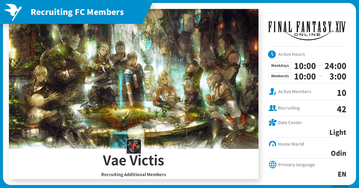 Recruiting Vae Victis Members (Community Finder) | FINAL FANTASY XIV, The Lodestone
