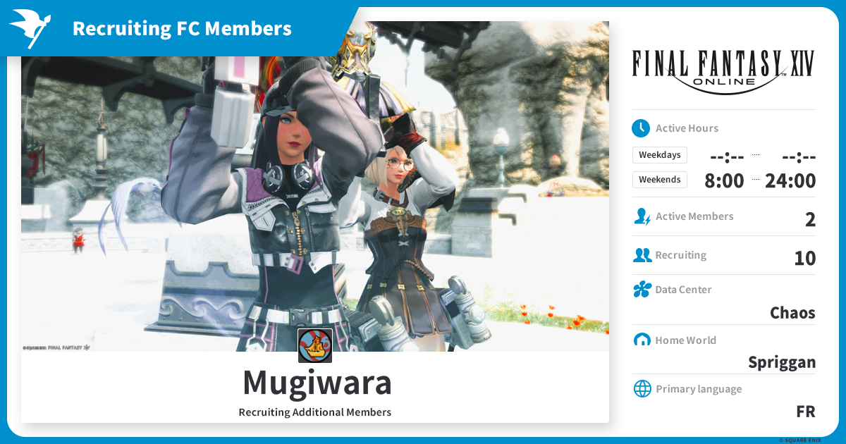 Recruiting Mugiwara Members (Community Finder) | FINAL FANTASY XIV, The ...