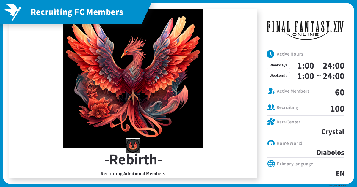 Recruiting -Rebirth- Members (Community Finder) | FINAL FANTASY XIV ...