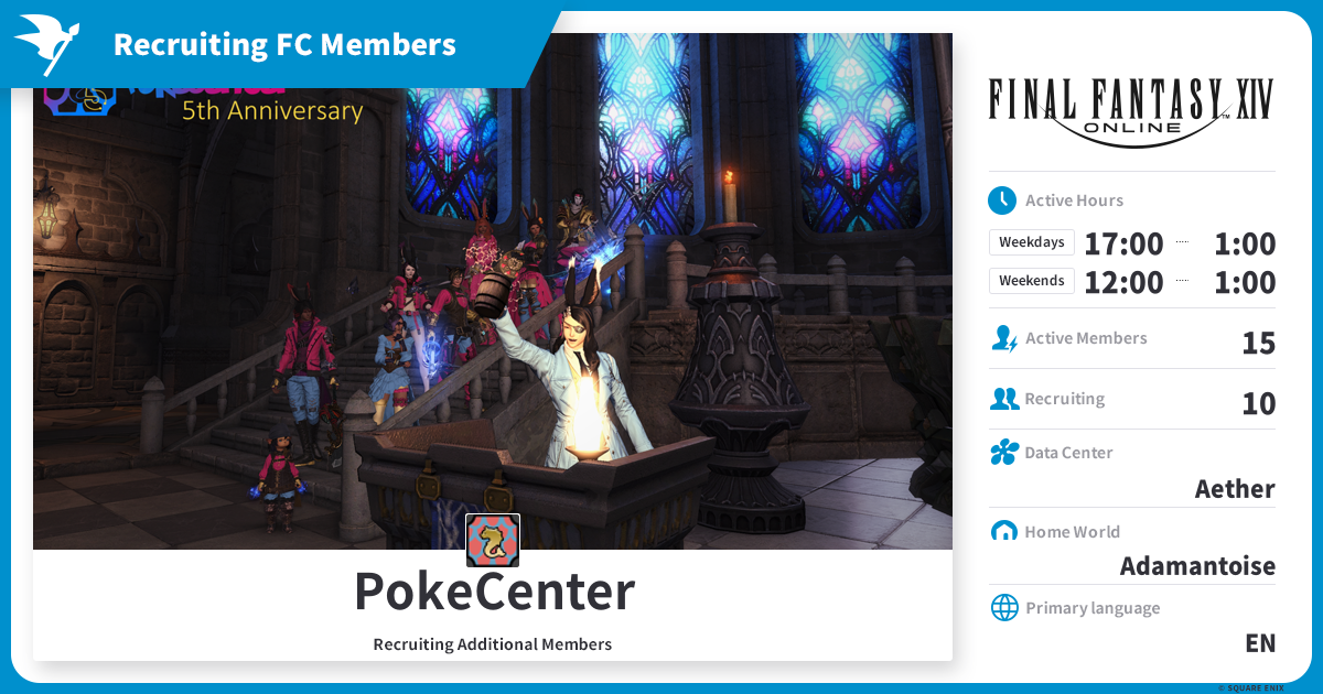 Recruiting PokeCenter Members (Community Finder) | FINAL FANTASY XIV ...