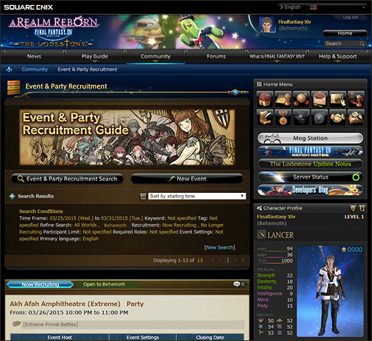 Event & Party Recruitment Guide | FINAL FANTASY XIV, The Lodestone
