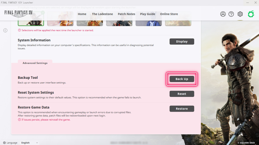 Saving a Backup of Client Settings | UI Guide | FINAL FANTASY XIV, The ...