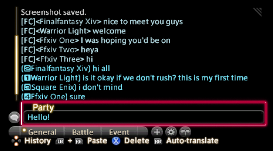 Chatting to Party Members | UI Guide | FINAL FANTASY XIV, The Lodestone